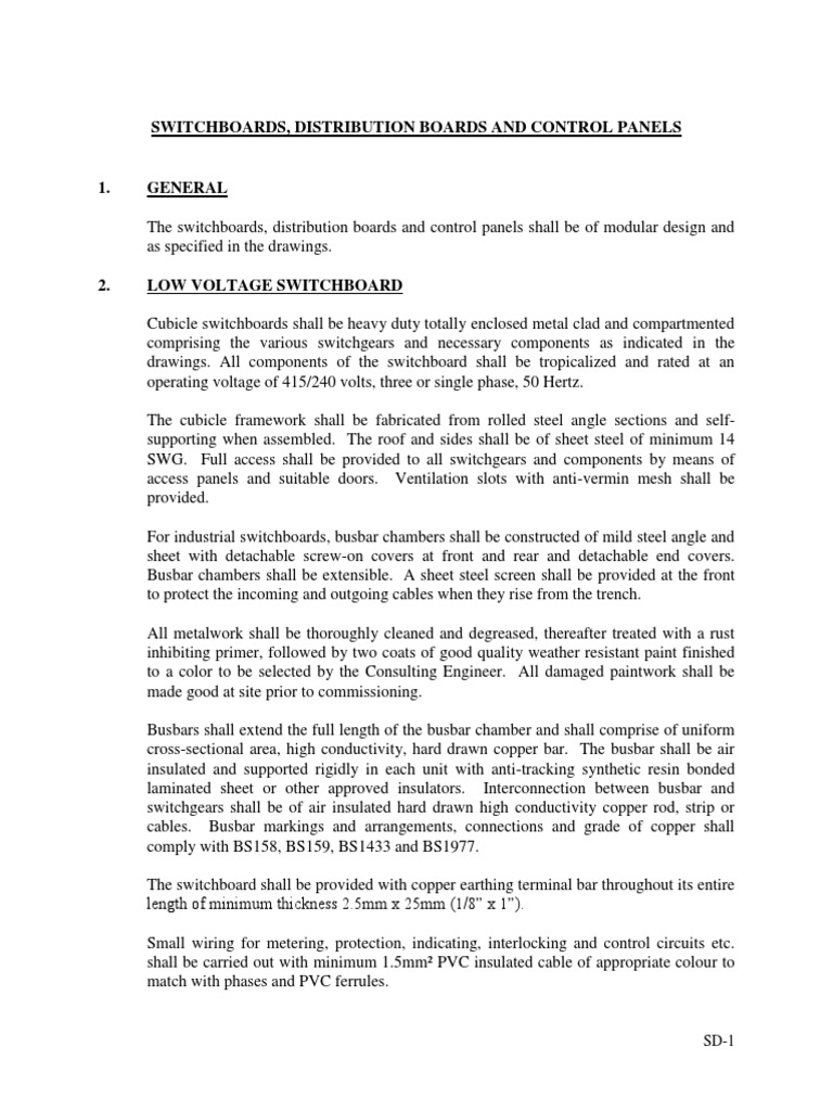 Switchboards, Distribution Boards and Control Panels | PDF | Electrical ...