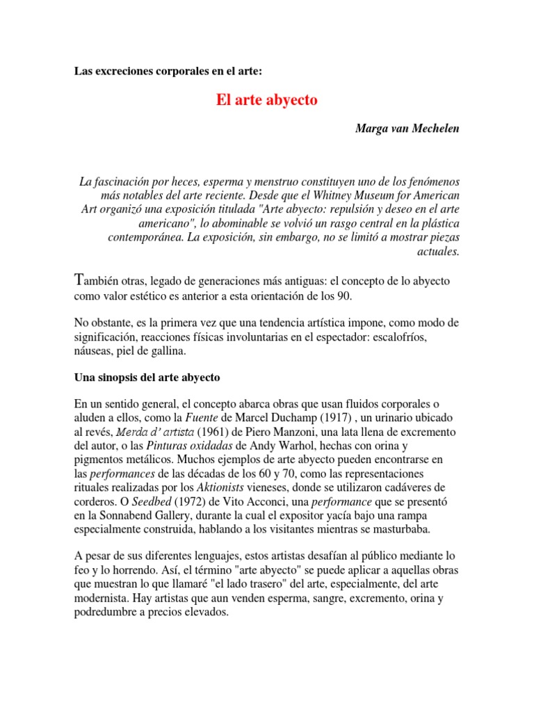 Las Excreciones Corporales en El Arte: Arte Abyecto | PDF | Rembrandt ...