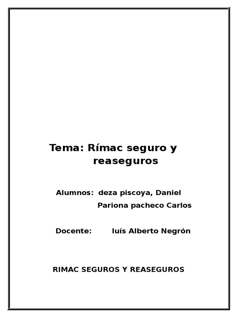 Rimac Seguros y Reaseguros | PDF | Seguro | Corporaciones