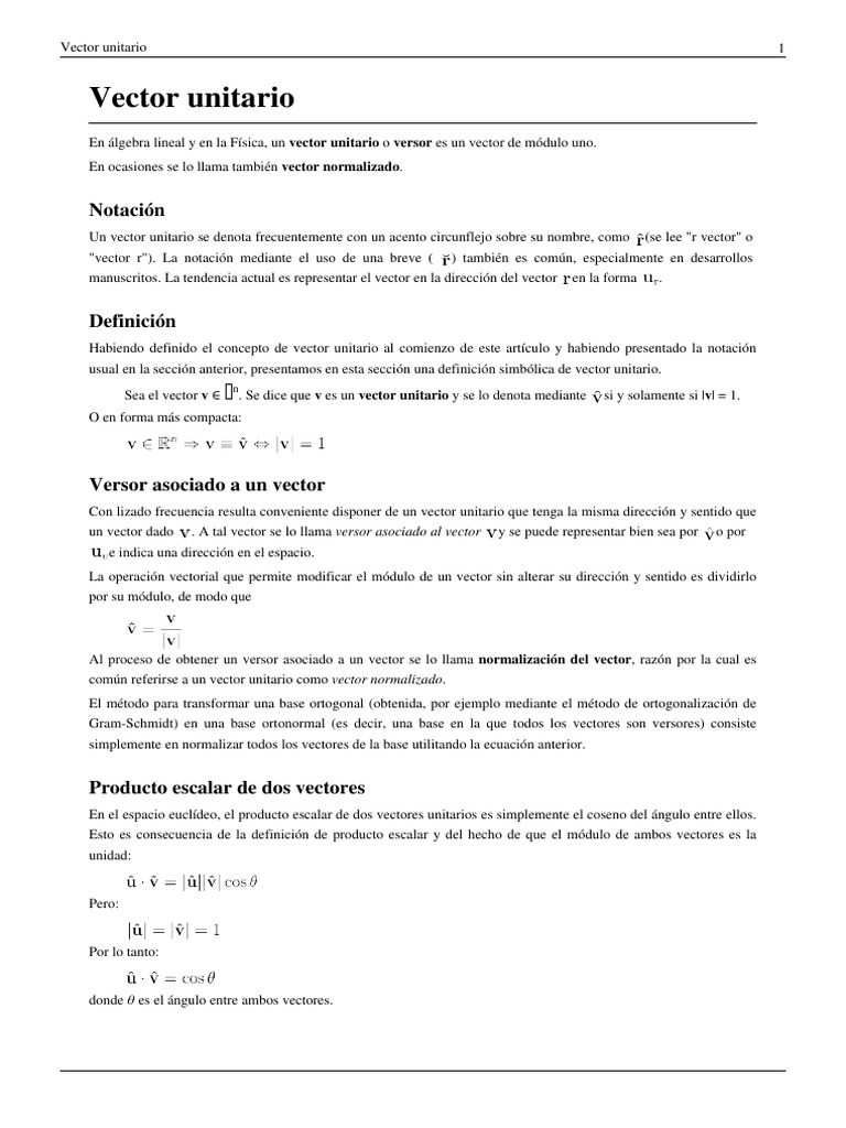 Vector Unitario: Definición y Uso | PDF | Métodos y materiales de ...