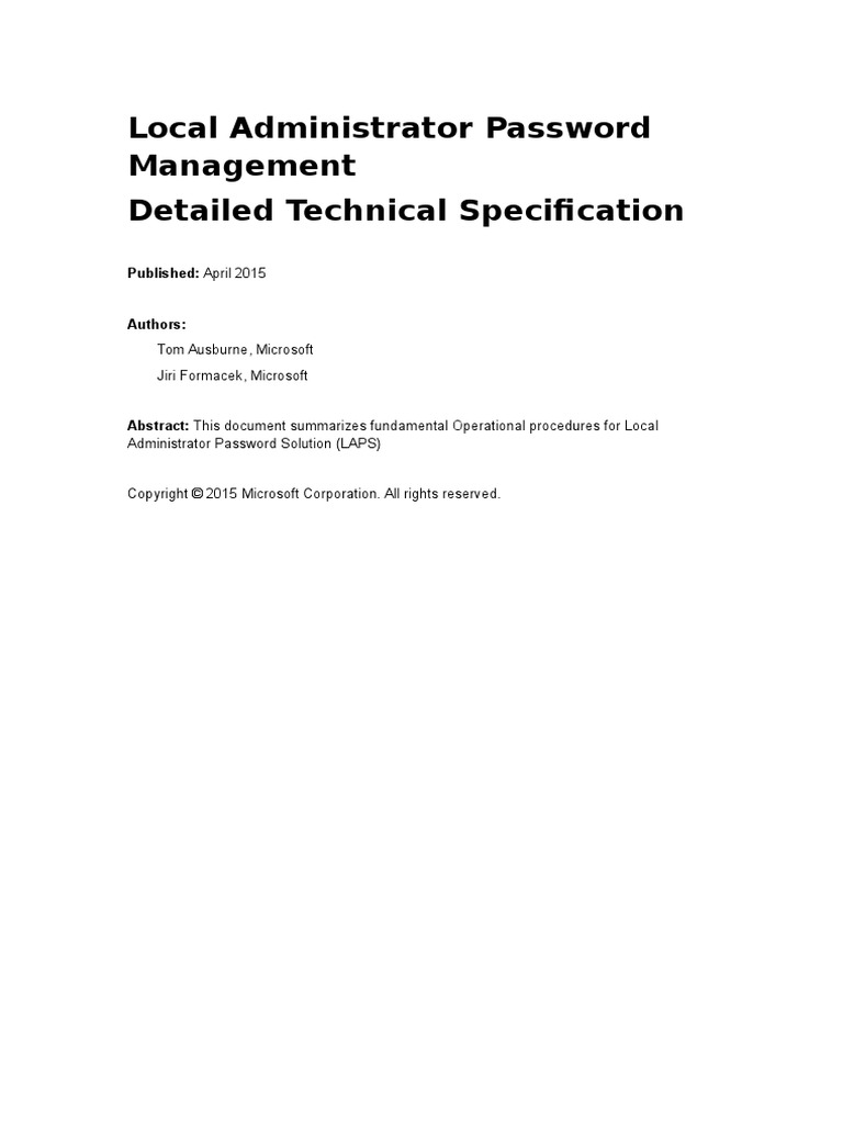 LAPS OperationsGuide | PDF | Group Policy | Password