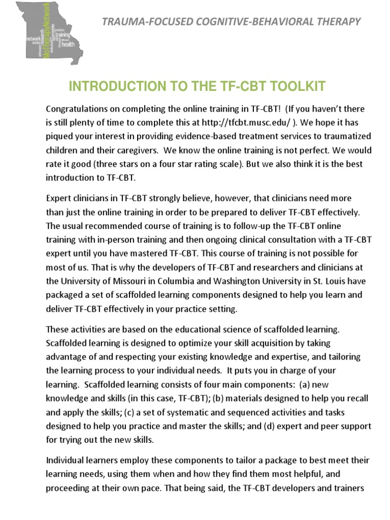 TF-CBT Toolkit With Color Laminates 1.30.12 | PDF | Psychological ...