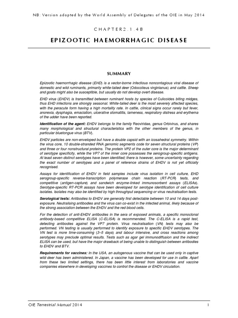 Epizootic Haemorrhagic Disease: CHAPTER2.1.4B | PDF | Reverse ...