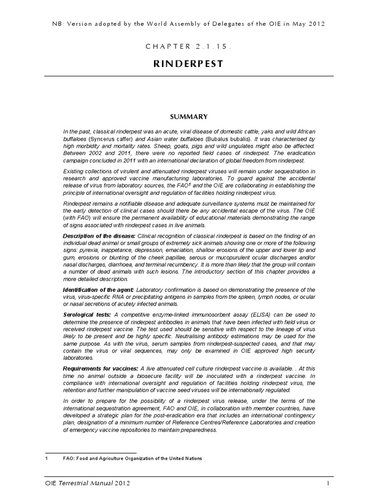 Rinderpest: C H A P T E R 2 - 1 - 1 5 | PDF | Elisa | Monoclonal Antibody