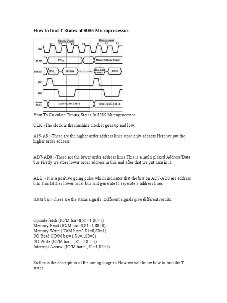 How to Find T States of 8085 Microprocessor | Instruction Set | Central ...