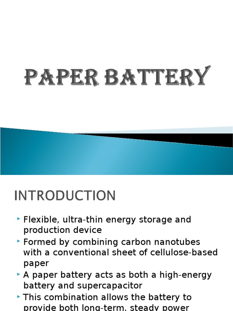 Paper Battery | PDF | Carbon Nanotube | Physical Chemistry