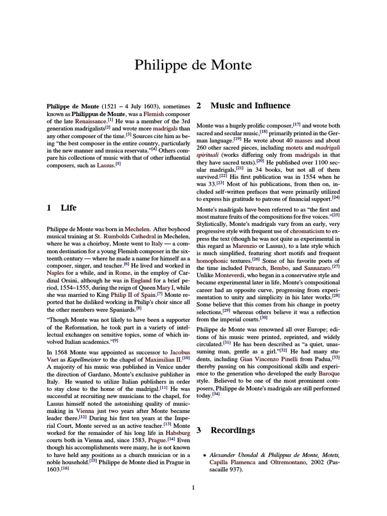 Philippe de Monte | PDF | Classical Music | Renaissance