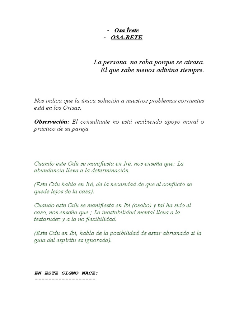 Osa Ìrete | PDF | Santeria | Religión y creencia