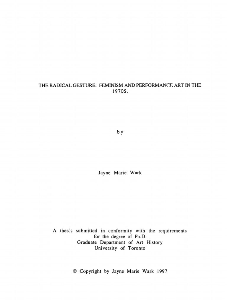 The Radical Gesture: Feminism and Performance Art in The 1970s | PDF ...
