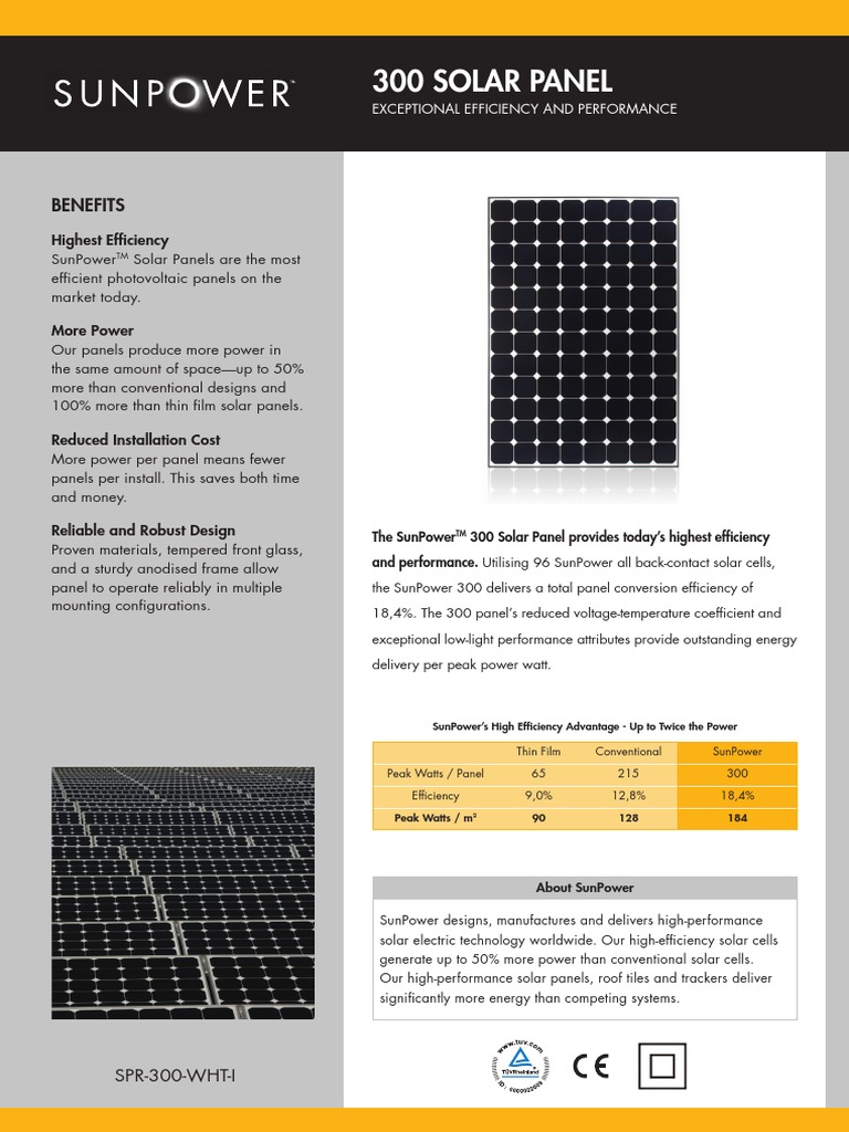 Sun Power 300 | PDF | Solar Panel | Thin Film Solar Cell