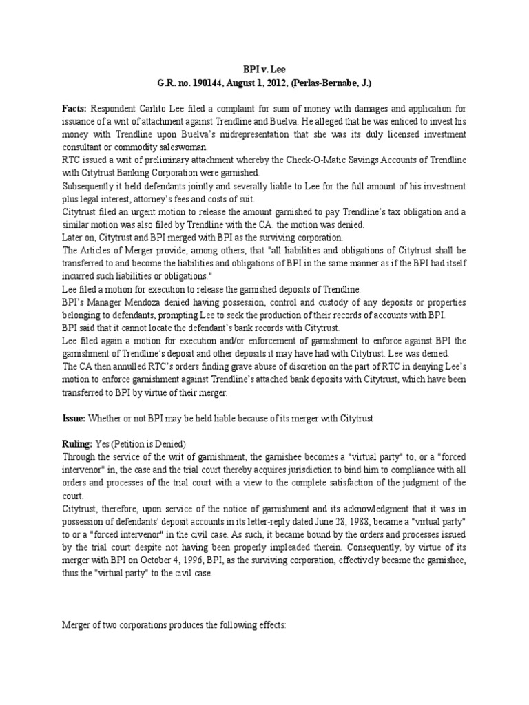 BPI v. Lee | PDF | Corporations | Liquidation