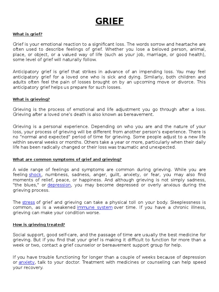 What Is Grief? | PDF | Grief | Heart
