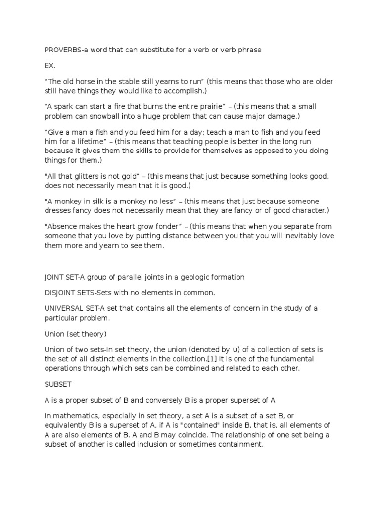 Proverbs | PDF | Subset | Abstract Algebra