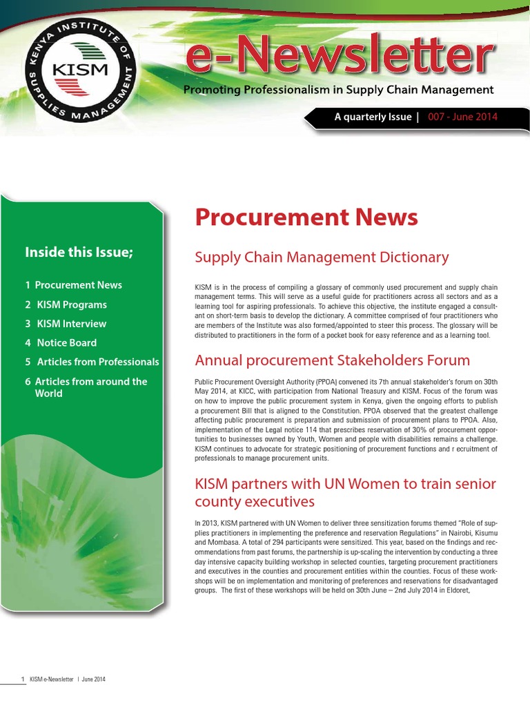 7th Edition KISM Newsletter | PDF | Procurement | Supply Chain