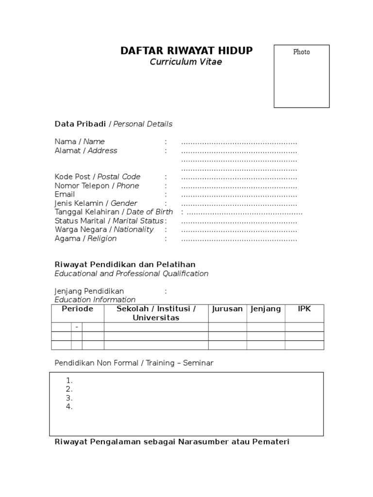 Contoh CV Pemateri | PDF