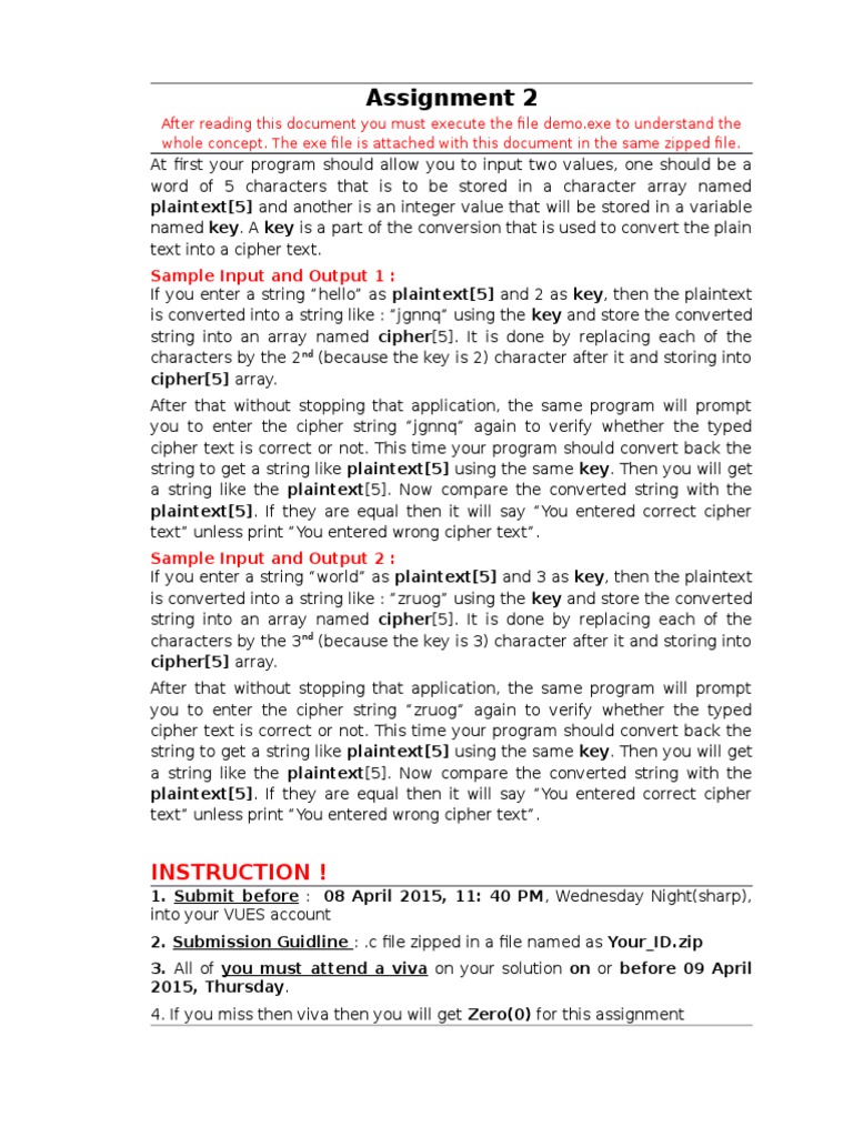 Assignment 2: Instruction ! | PDF | Cipher | String (Computer Science)