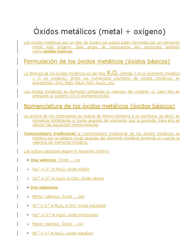 Nomenclatura de Óxidos Metálicos | PDF | Tecnología