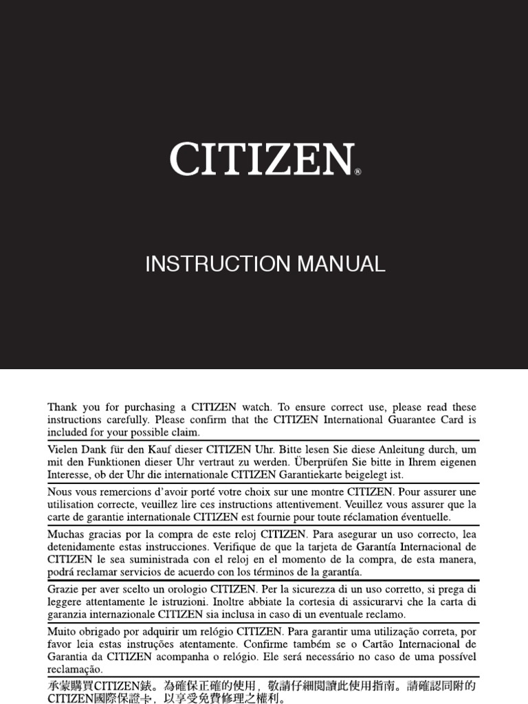 Citizen Watch User Manual | PDF | Watch | Scuba Diving