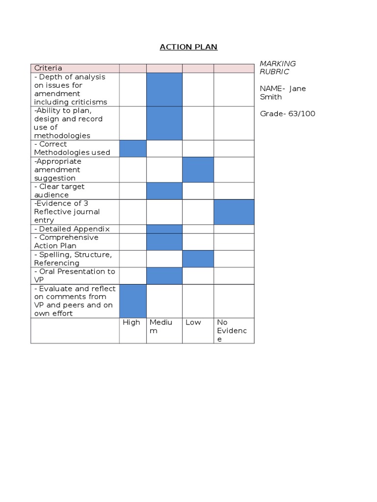 Action Plan and Marking Rubric Overview | PDF | Art