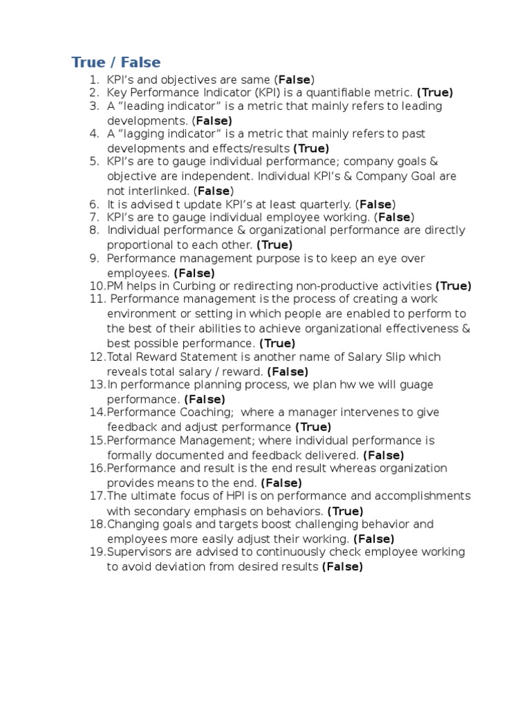 Objective Type & Short Question | Performance Appraisal | Employee Benefits