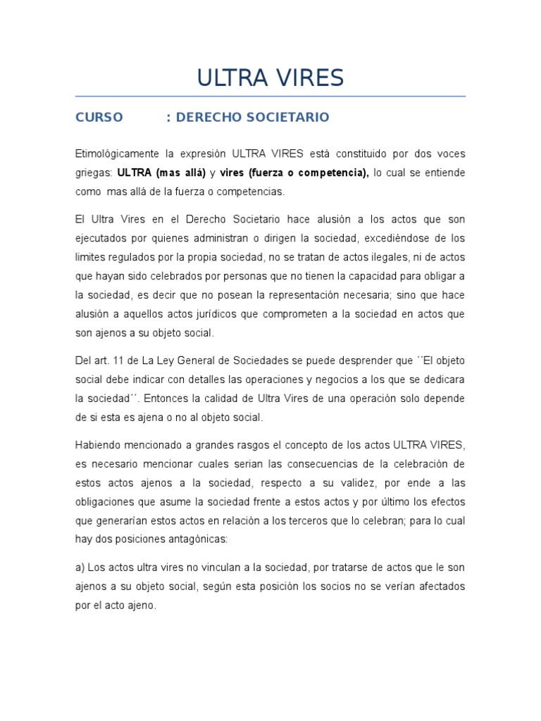Ultra Vires... | PDF | Sociedad de responsabilidad limitada | Sociedad