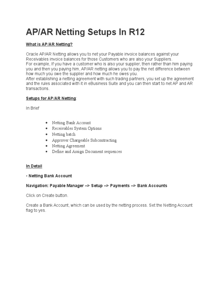 AP - AR Netting | PDF | Invoice | Receipt