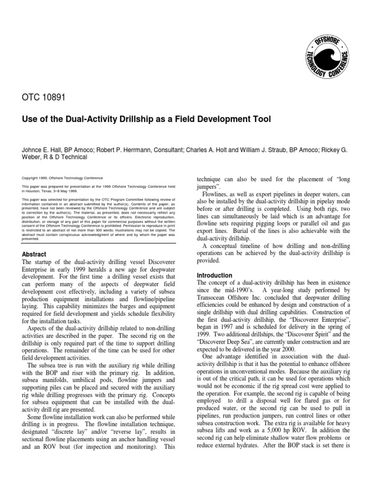 Use of The Dual-Activity Drillship As A Field Development Tool | PDF ...