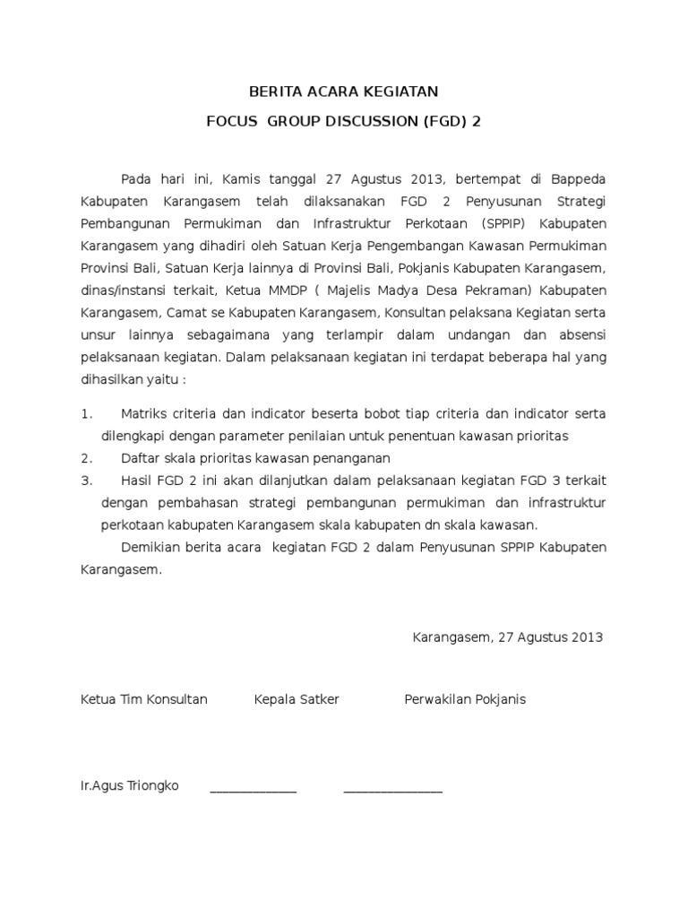 Lampiran Berita Acara FGD 2 | PDF