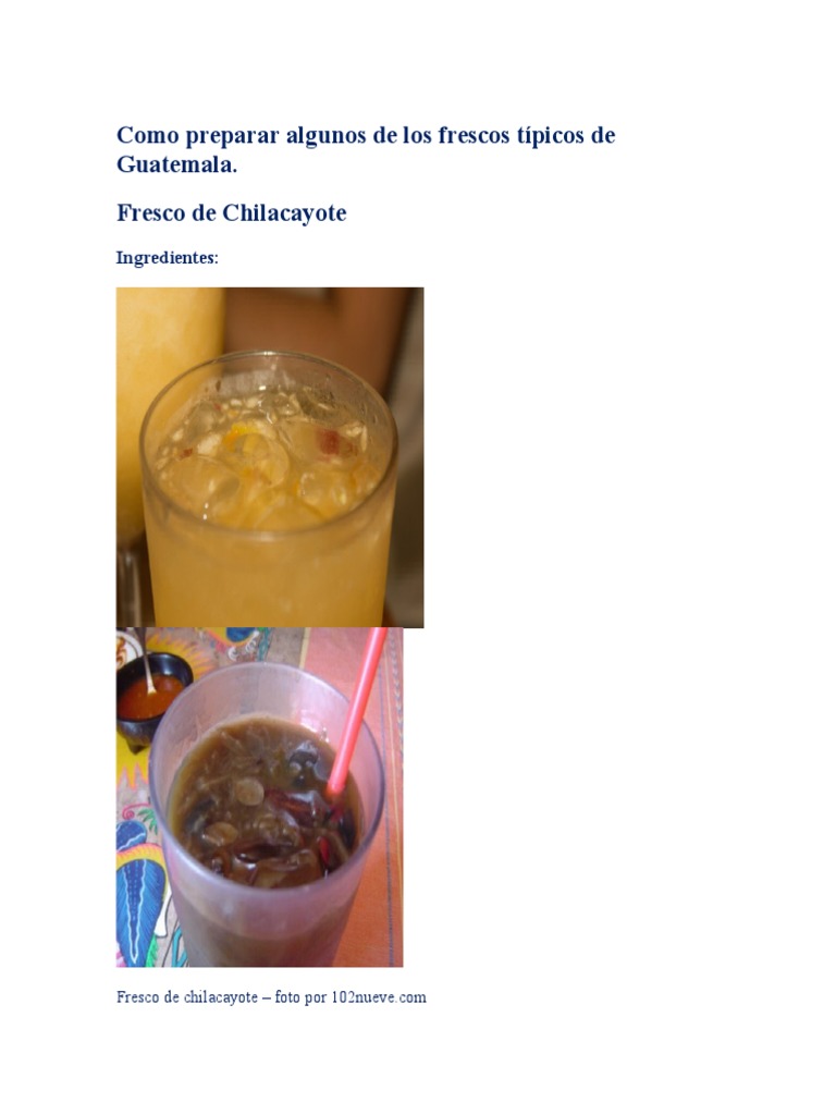 Frescos Típicos de Guatemala: Recetas | PDF | Cocina latinoamericana ...