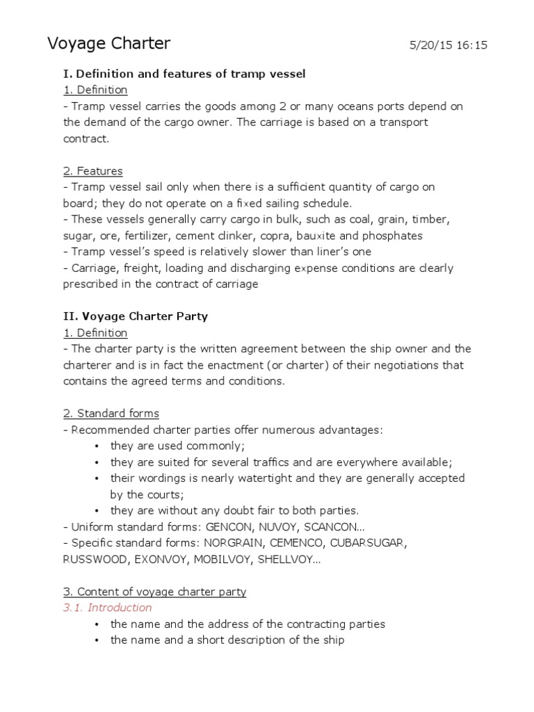 Voyage Charter | PDF | Cargo | Logistics