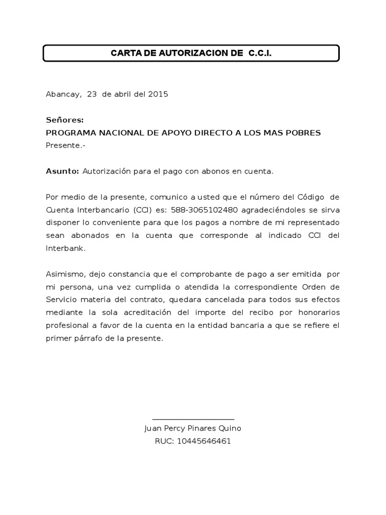 Modelo Carta Cci | PDF