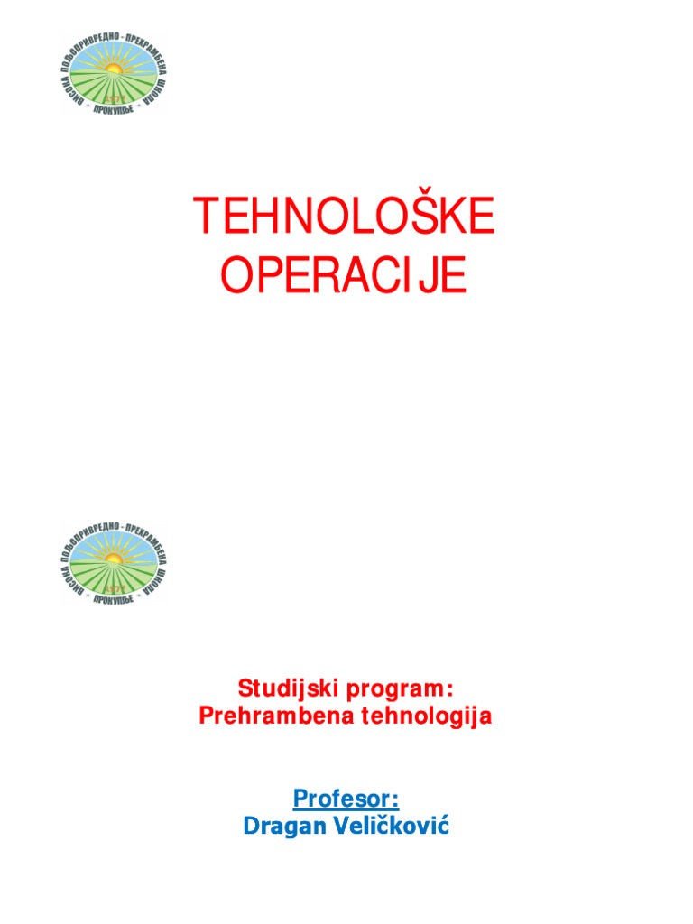 To Predavanje 01 Tehnoloske Operacije U Industriji PDF | PDF