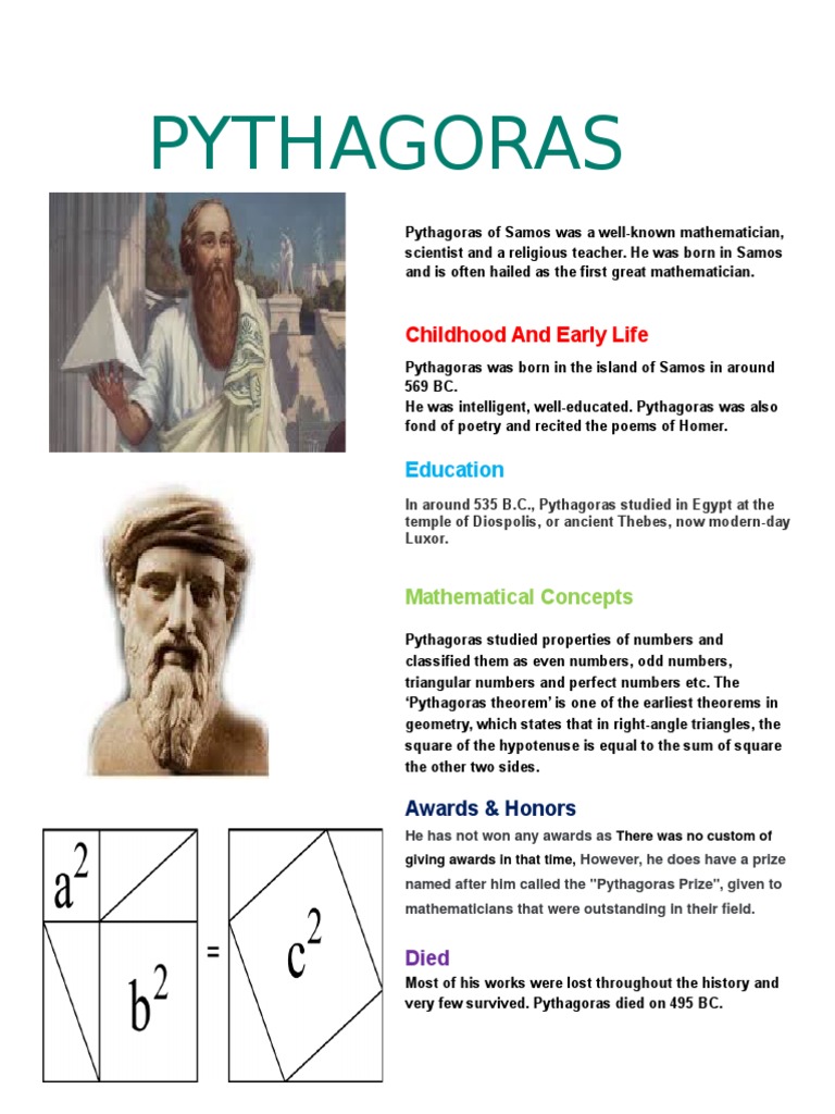 Pythagoras: Childhood and Early Life | PDF