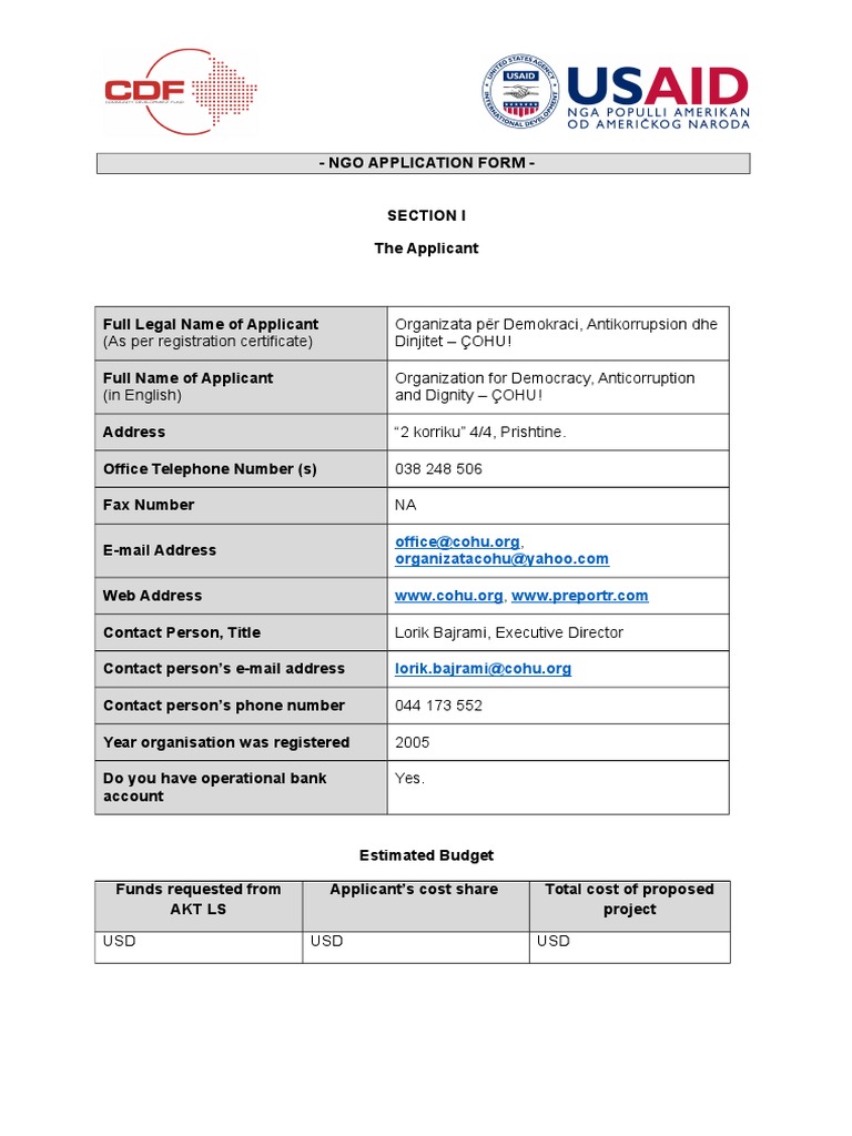 Attachment 1 NGO Application Form | PDF | Journalism | Public Sphere