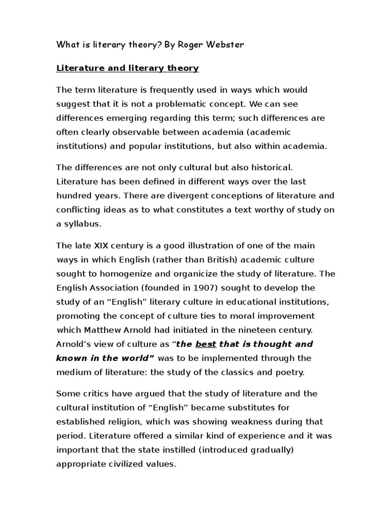 What Is Literary Theory | PDF | Literary Theory | Literary Criticism
