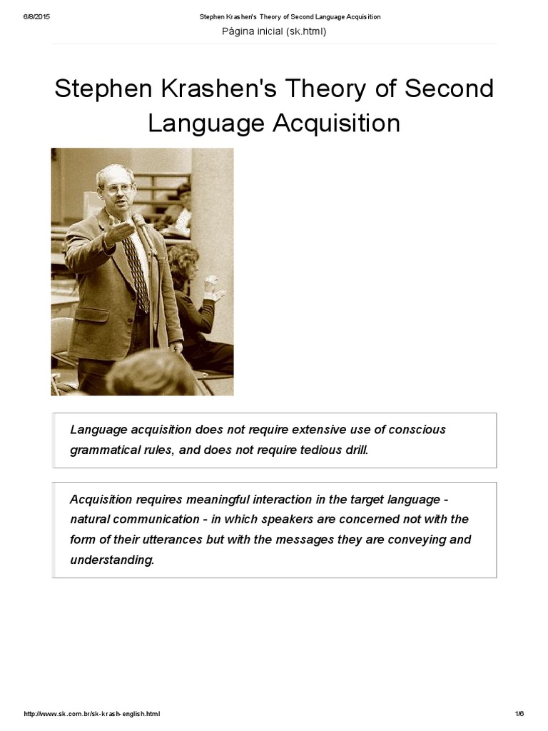 Stephen Krashen's Theory of Second Language Acquisition | PDF | Second ...