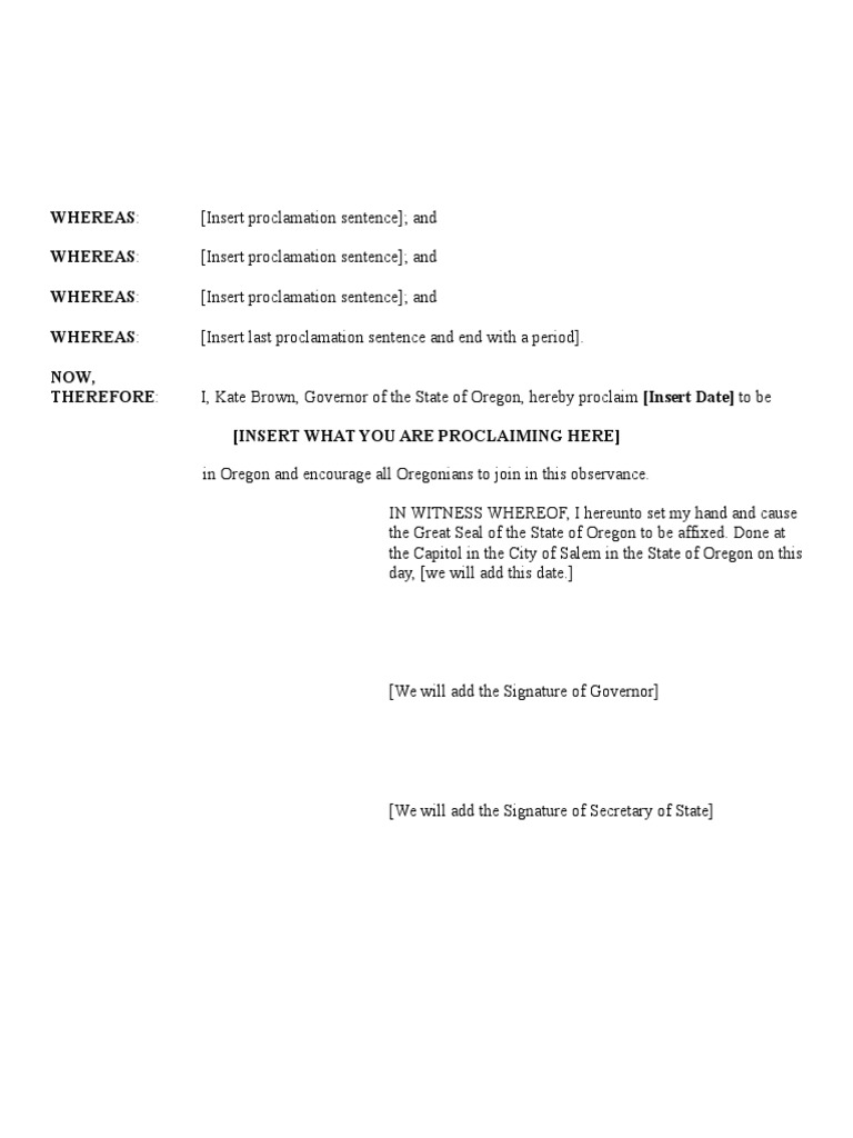 Oregon Governor's Proclamation | PDF