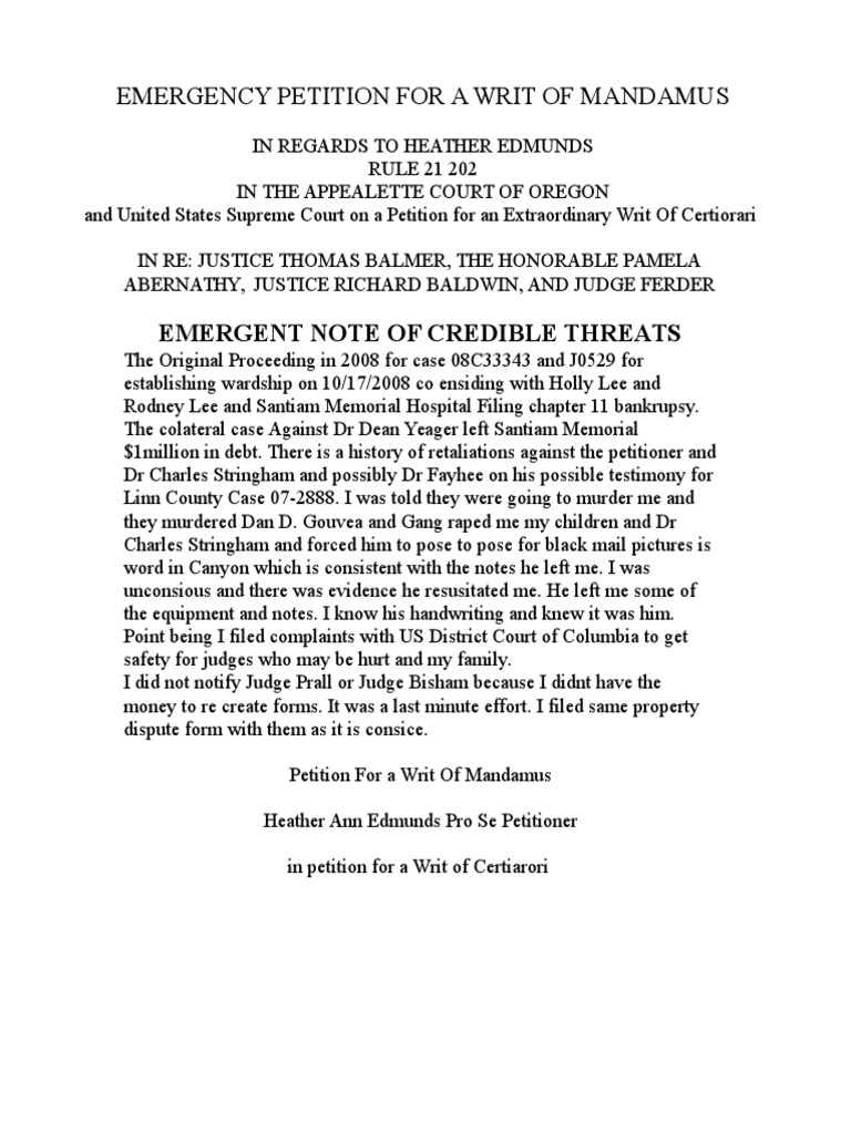 Writ of Mandamus Rule 21 202 | PDF | Supreme Court Of The United States ...
