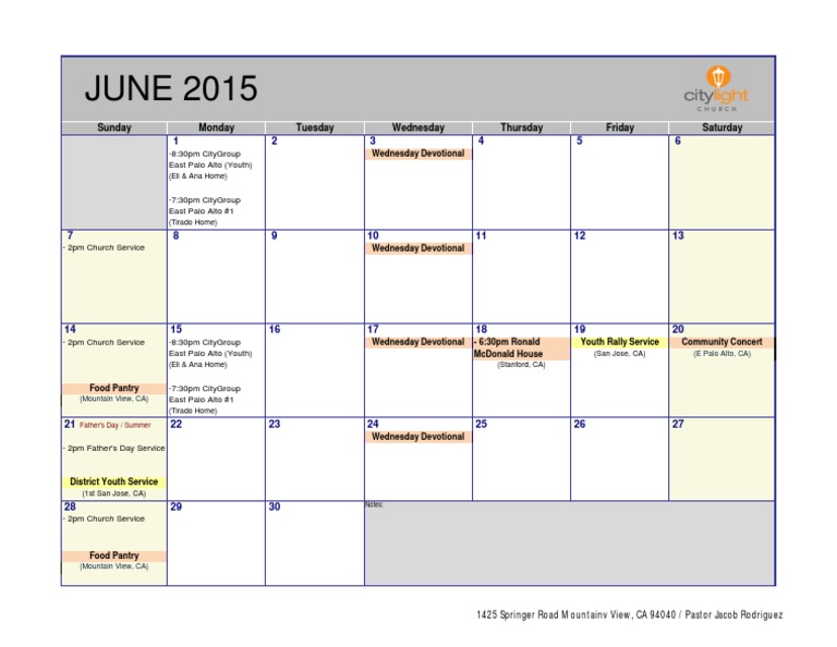 JUNE 2015: Monday Tuesday Wednesday Thursday Friday Sunday Saturday | PDF