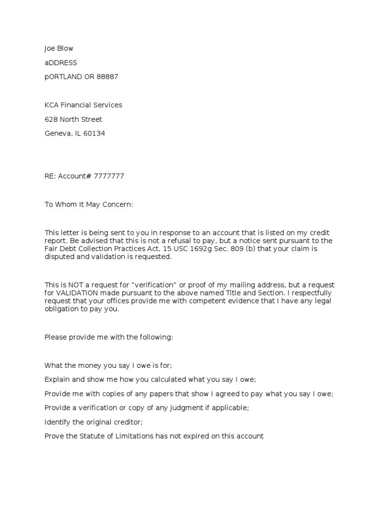 Credit Contest Letter | PDF | Credit History | Government