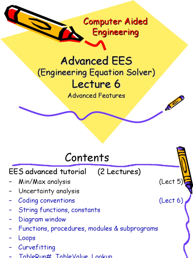 EES Lecture 6 A Lecture On The Use of EES | PDF | Comma Separated Values | Subroutine