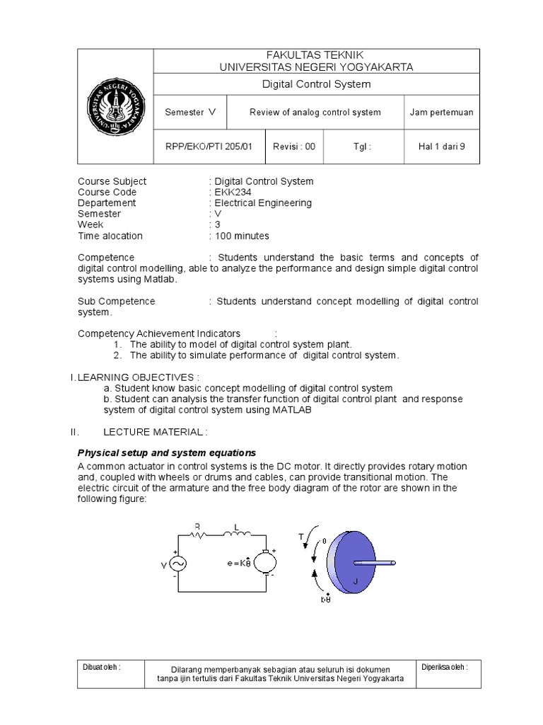 Fakultas Teknik Universitas Negeri Yogyakarta Digital Control System | Download Free PDF ...