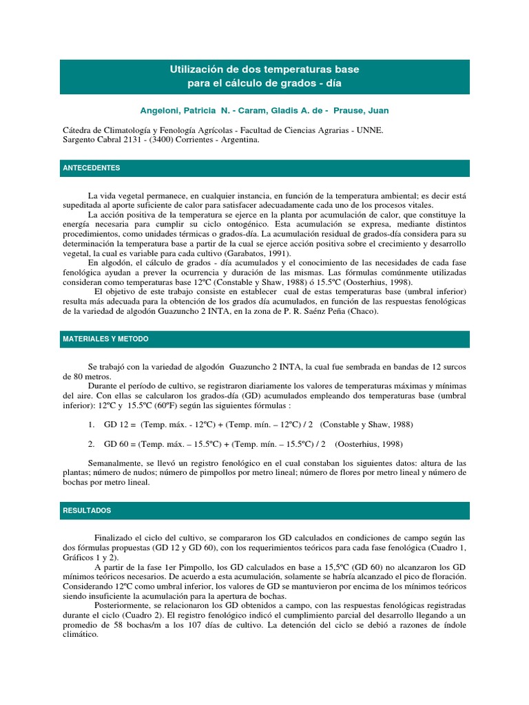 Temperatura Grados Dia | PDF | Calor | Termodinámica