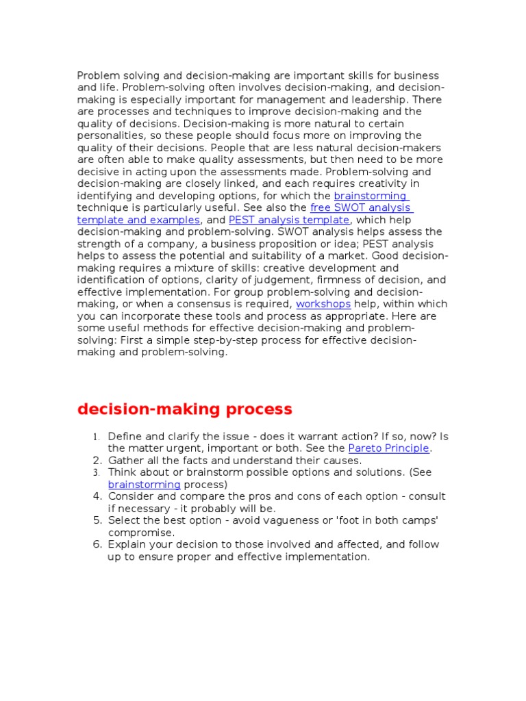 Decision Making Process | PDF | Decision Making | Brainstorming