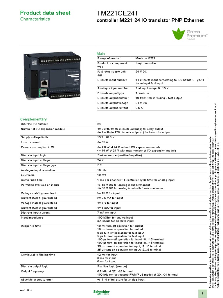 Modicon M221 TM221CE24T PDF | PDF | Usb | Hertz