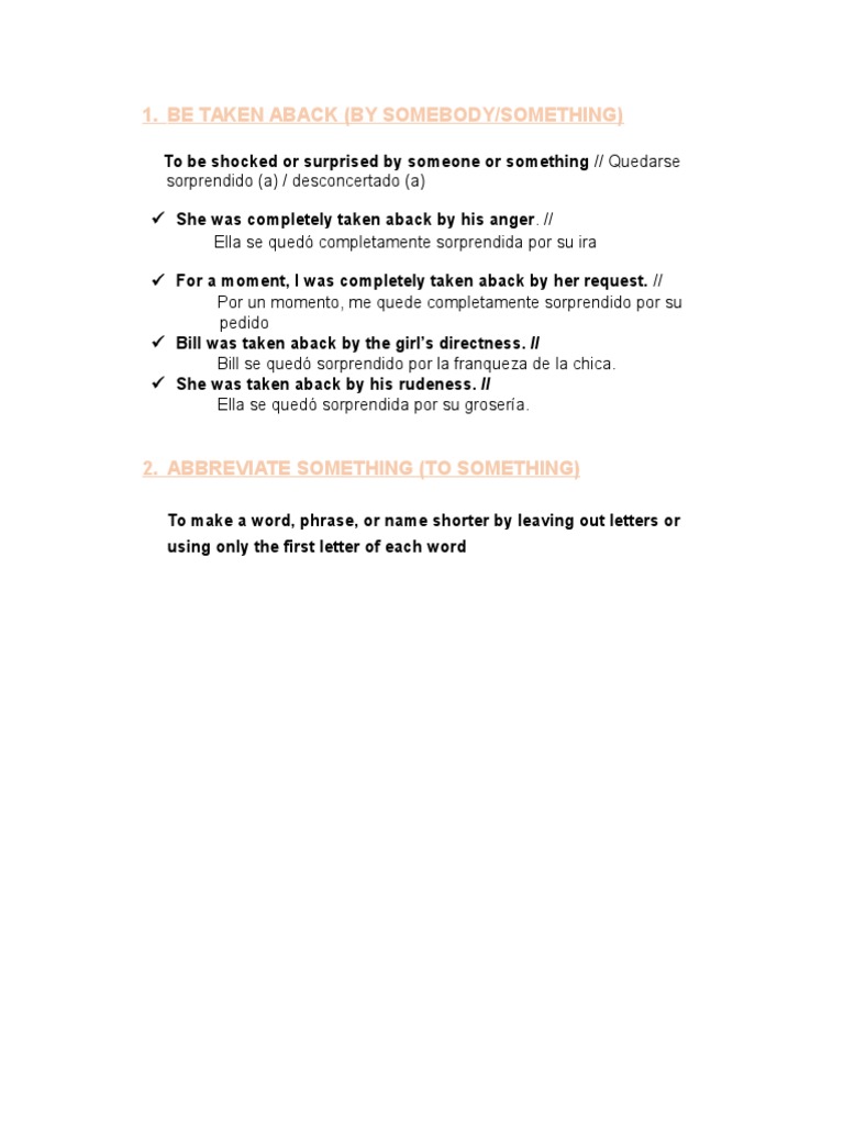 "Taken Aback: Definition & Examples" | PDF