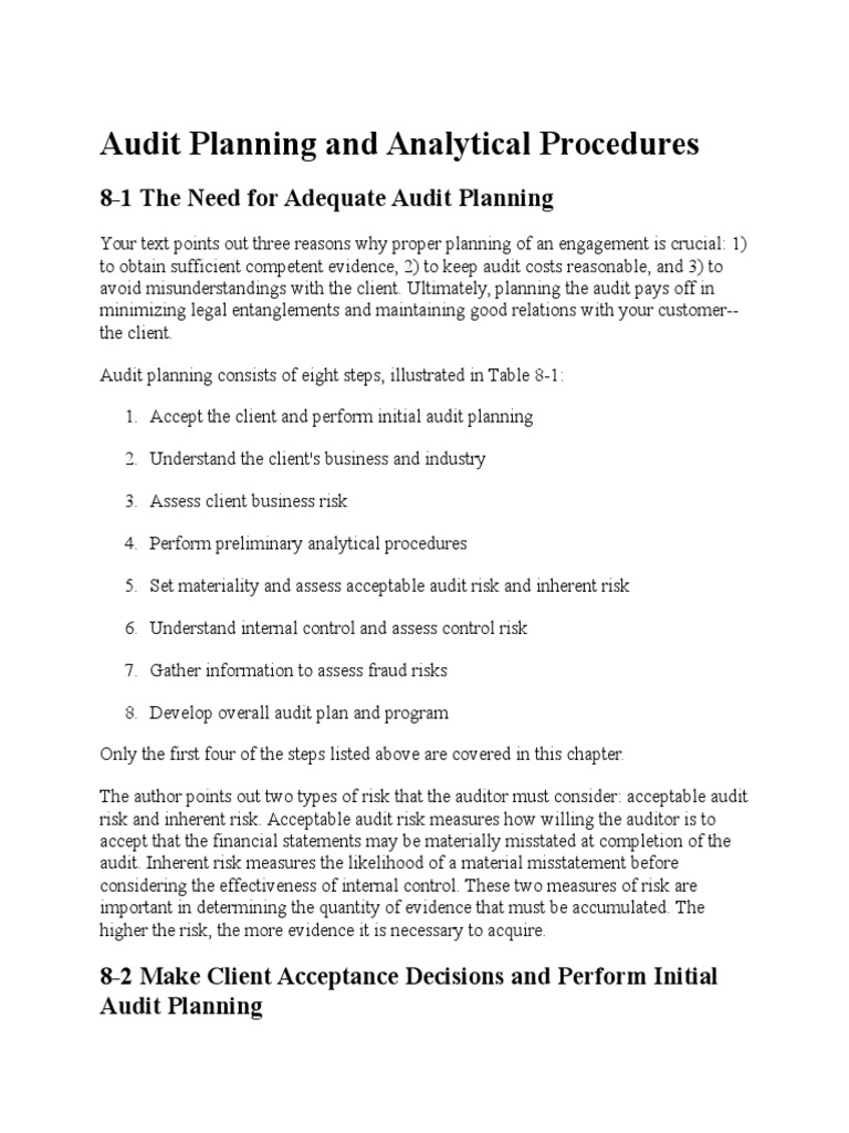 Audit Planning and Analytical Procedures | Audit | Financial Audit