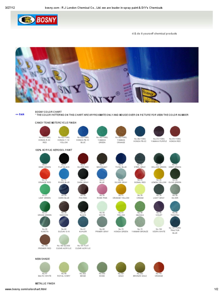 Bosny Color Chart (Regular Colors) | PDF | Green | Grey