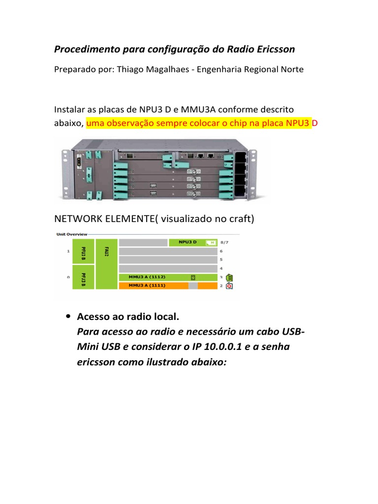 Procedimentos para Configuração Do Radio Ericsson. | PDF | Ethernet ...