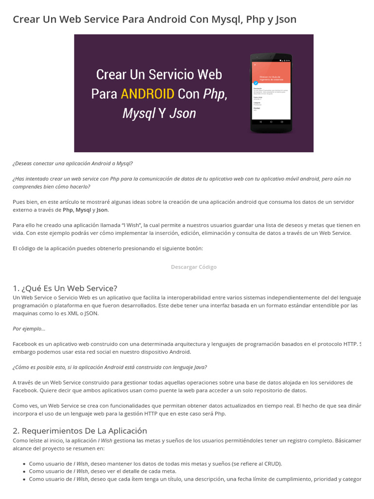 Crear Un WebService para Android Con Mysql, PHP y Json | PDF | Mi sql ... Crear Un WebService para Android Con Mysql, PHP y Json | PDF | Mi sql ...